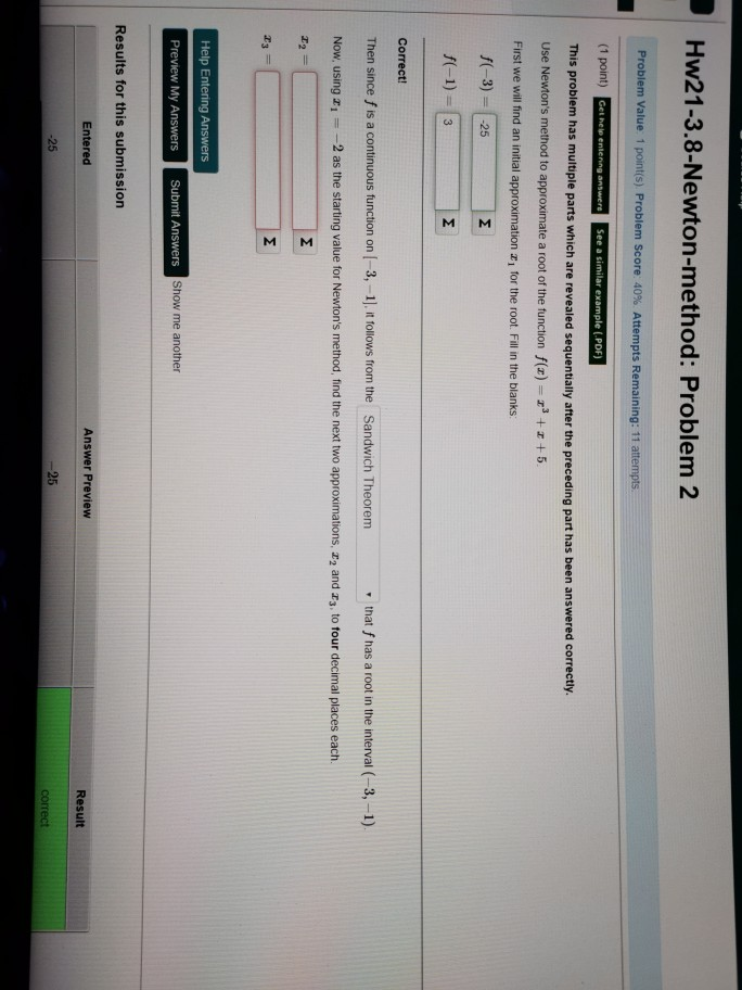 Solved Hw21-3.8-Newton-method: Problem 2 Problem Value 1 | Chegg.com