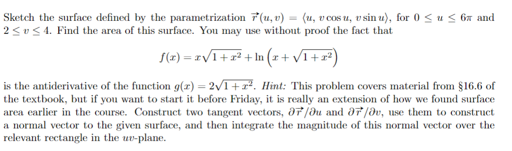 Solved Sketch the surface defined by the parametrization | Chegg.com