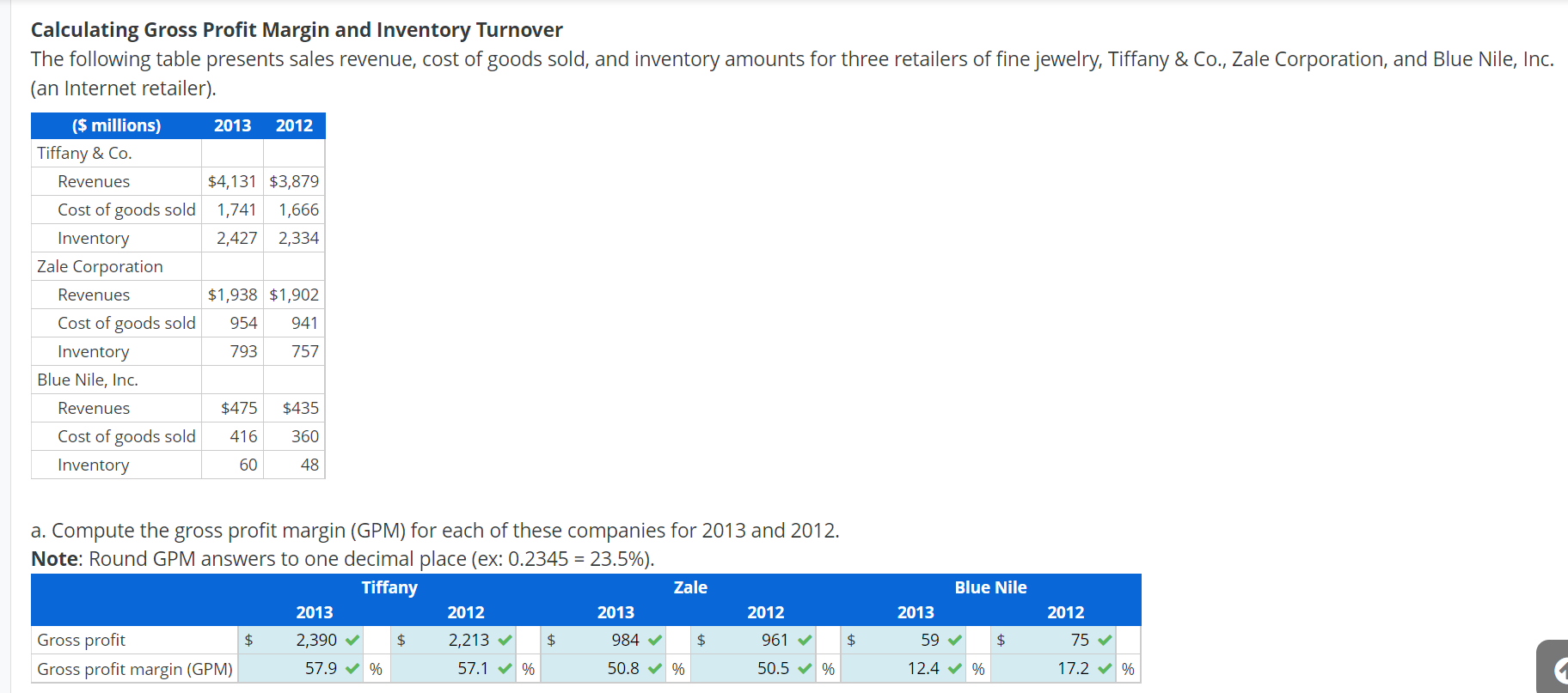 Solved Calculating Gross Profit Margin and Inventory | Chegg.com