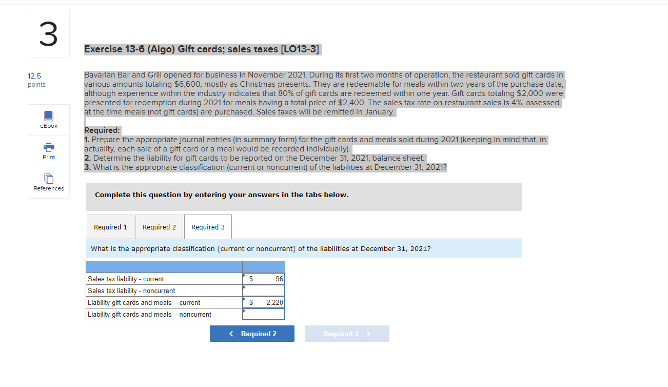 Solved Exercise 13-6 (Algo) Gift cards; sales taxes | Chegg.com
