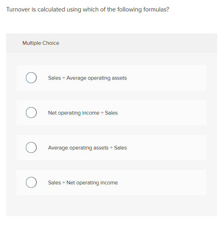 Solved Turnover is calculated using which of the following | Chegg.com