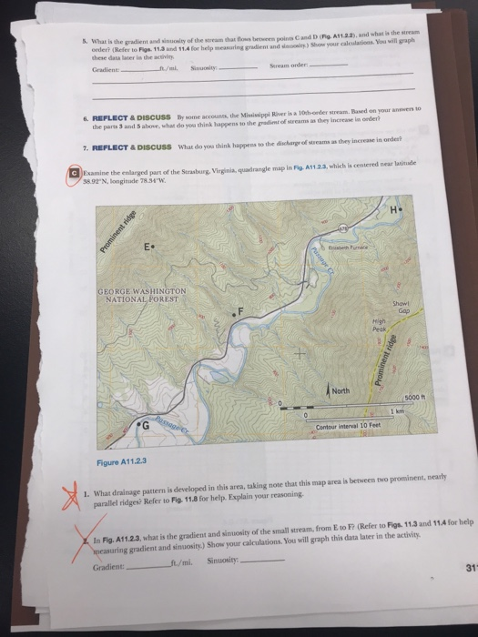 What is the gradient and sinuoslty of the stream that | Chegg.com