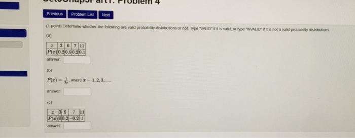 Solved Determine whether the following are valid probability | Chegg.com