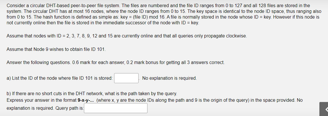 Solved Consider a circular DHT-based peer-to-peer file | Chegg.com