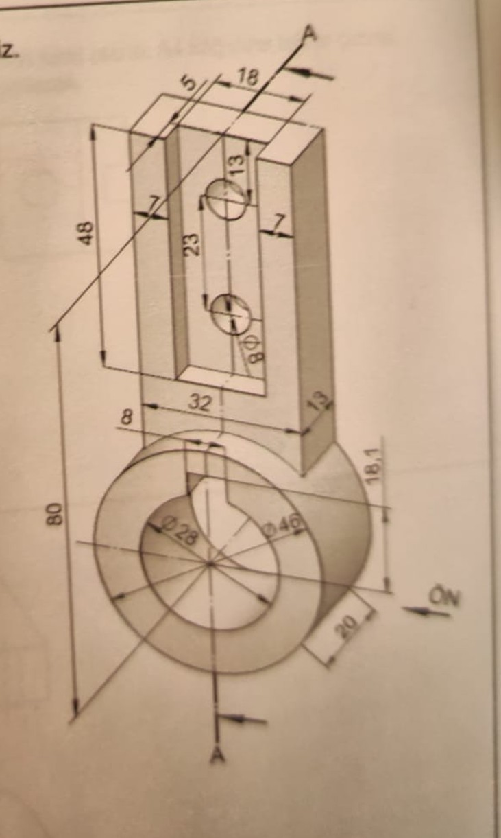 Solved Draw a section view. And dimension it. | Chegg.com
