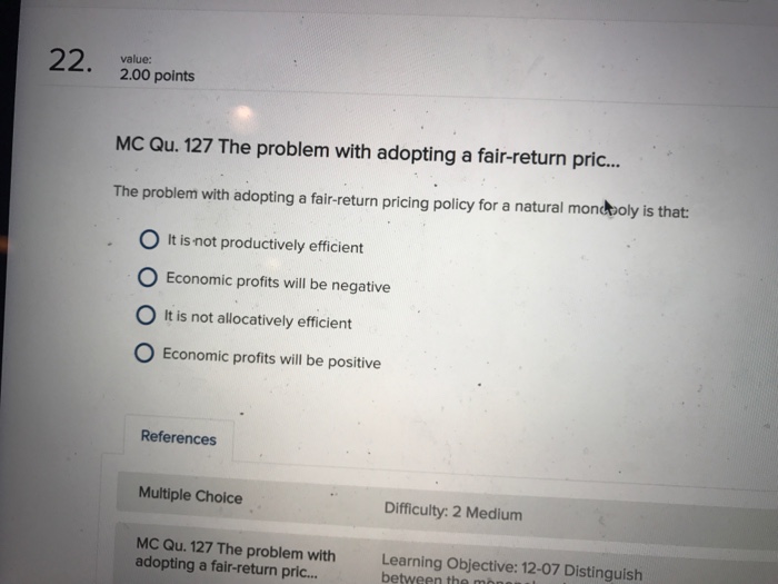 Solved The problem with adopting a fair-return pricing | Chegg.com