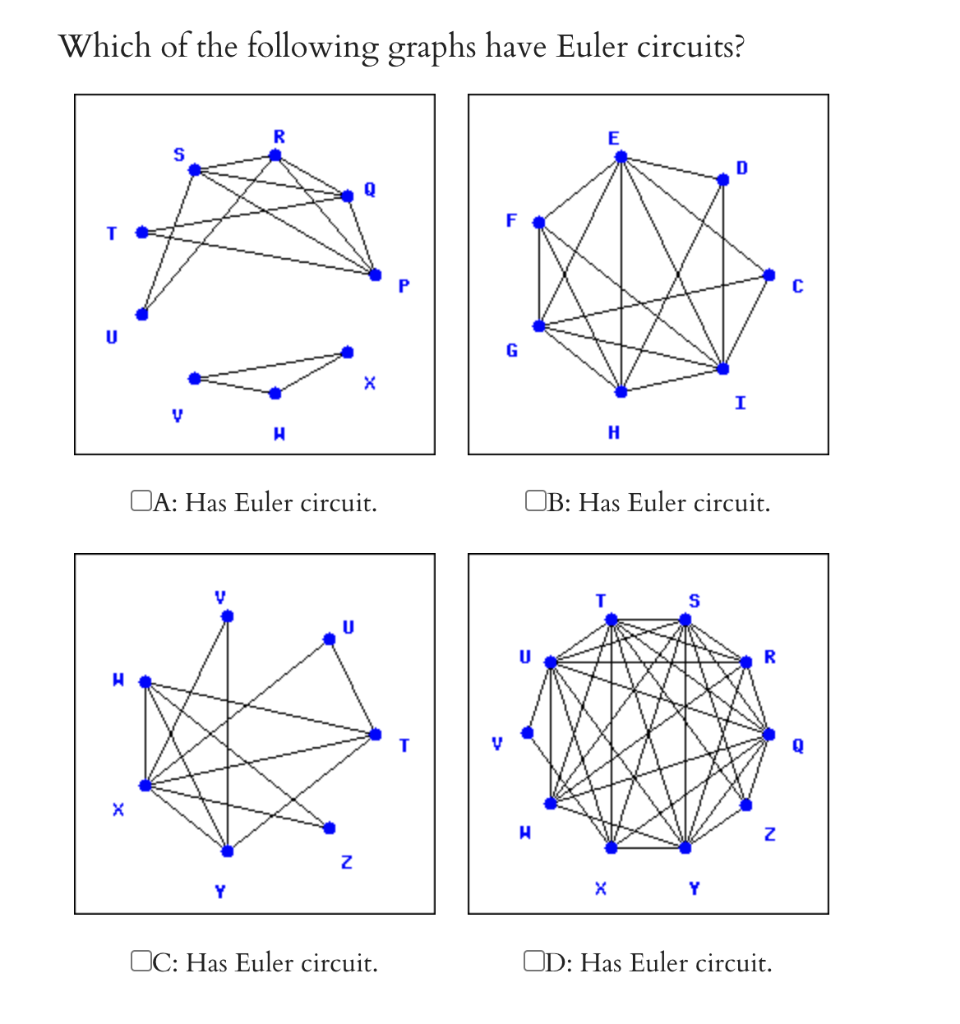 Solved Which Of The Following Graphs Have Euler Circuits A