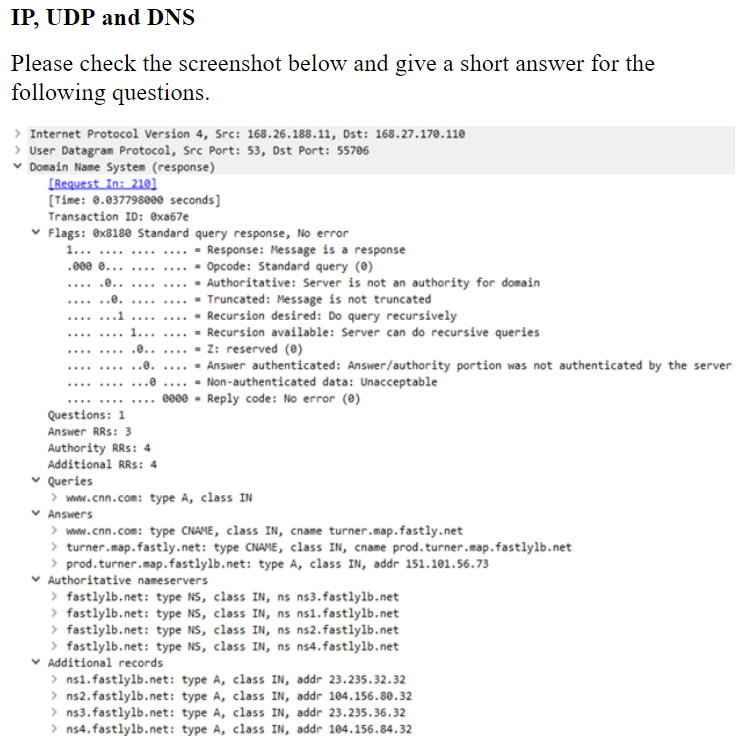 Solved 1) Is this DNS message a query or response? 2) What | Chegg.com