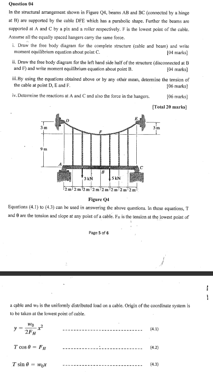 Solved Question 04 In the structural arrangement shown in | Chegg.com
