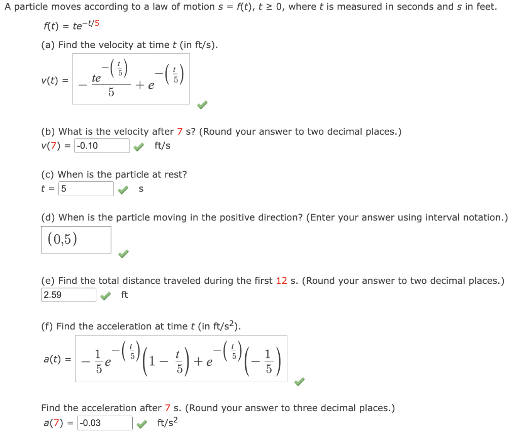 Solved particle moves according to a law of motion | Chegg.com