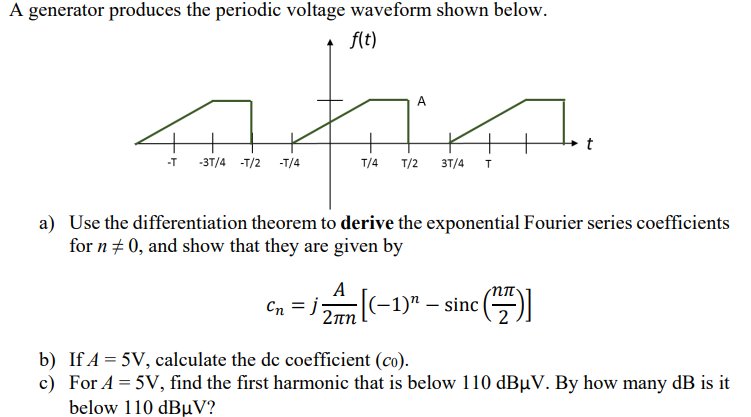 Solved A generator produces the periodic voltage waveform | Chegg.com