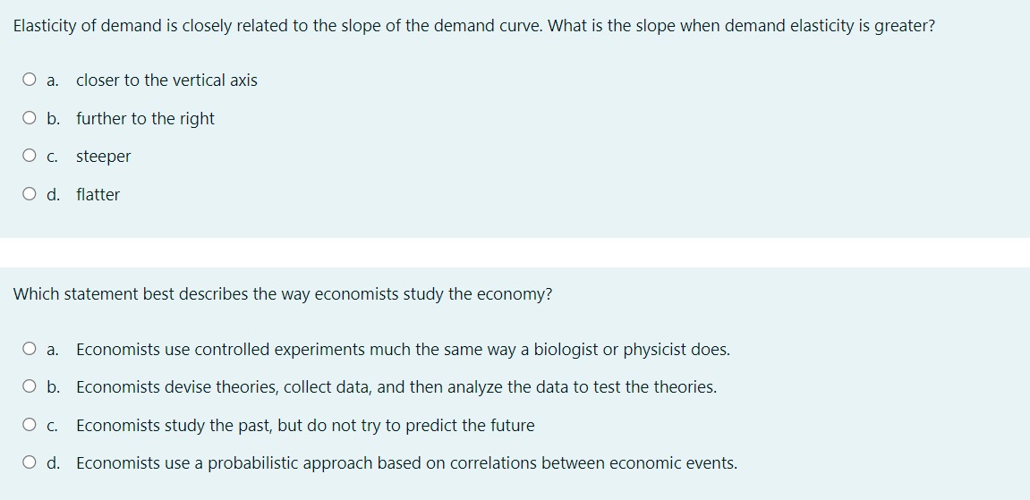 Solved Elasticity of demand is closely related to the slope | Chegg.com