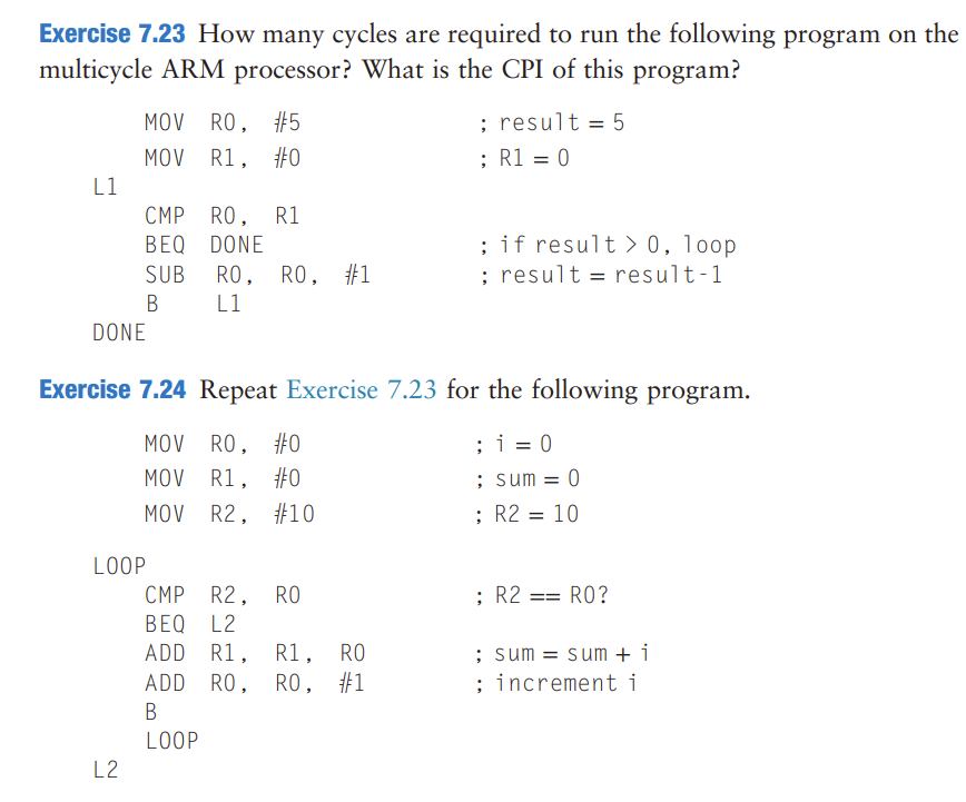 Solved Exercise 7.23 How many cycles are required to run the | Chegg.com