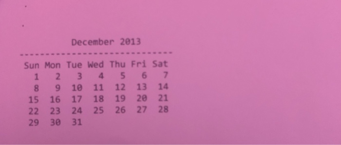 Solved Problem 3: Display Calendars Write a Java program | Chegg.com