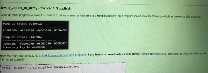 Solved Swap_Values_In_Array (Chapter 4, Supplied) Write an | Chegg.com