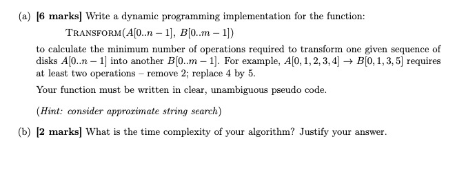 Solved 4 Dynamic Programming Consider Following Problem Based Transformation Sequence 