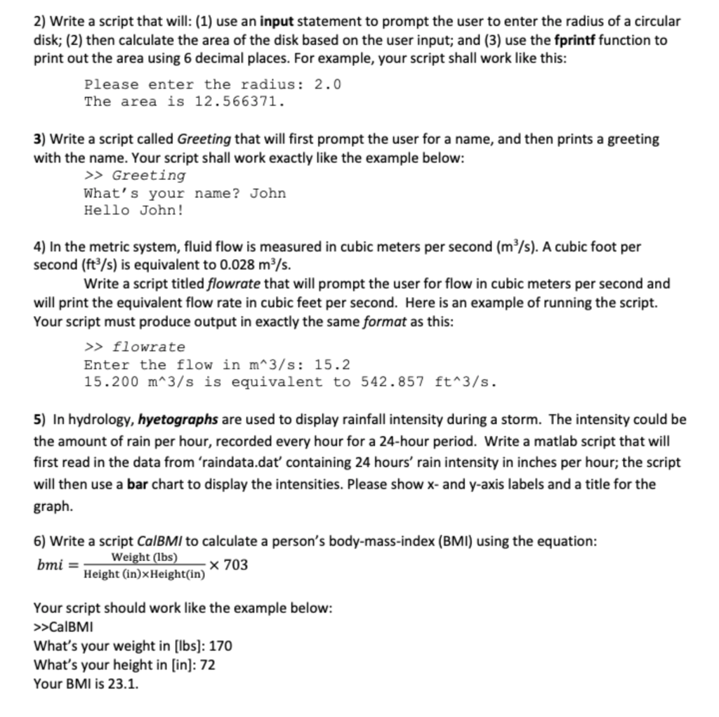 Solved 2 Write A Script That Will 1 Use An Input