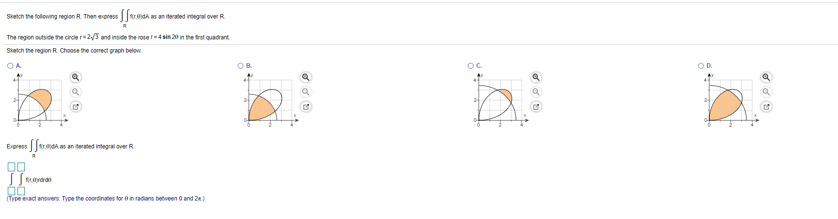 Solved Sketch the following region R. Then express S ſtrejda | Chegg.com