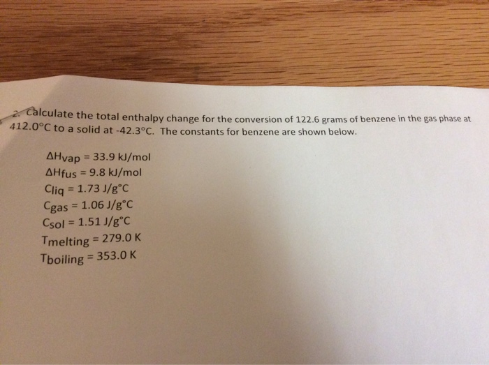Solved Calculate the total enthalpy change for the | Chegg.com