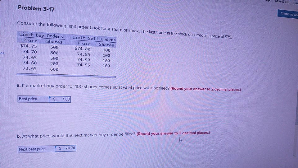 Solved Top Save & Exit Su Problem 3-17 Check my wo Consider | Chegg.com