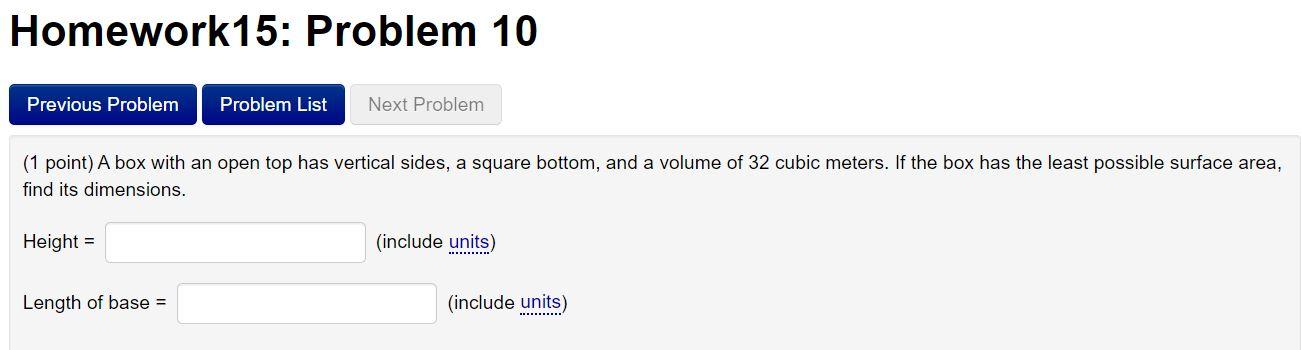 Solved Homework15 Problem 10 Previous Problem Problem List