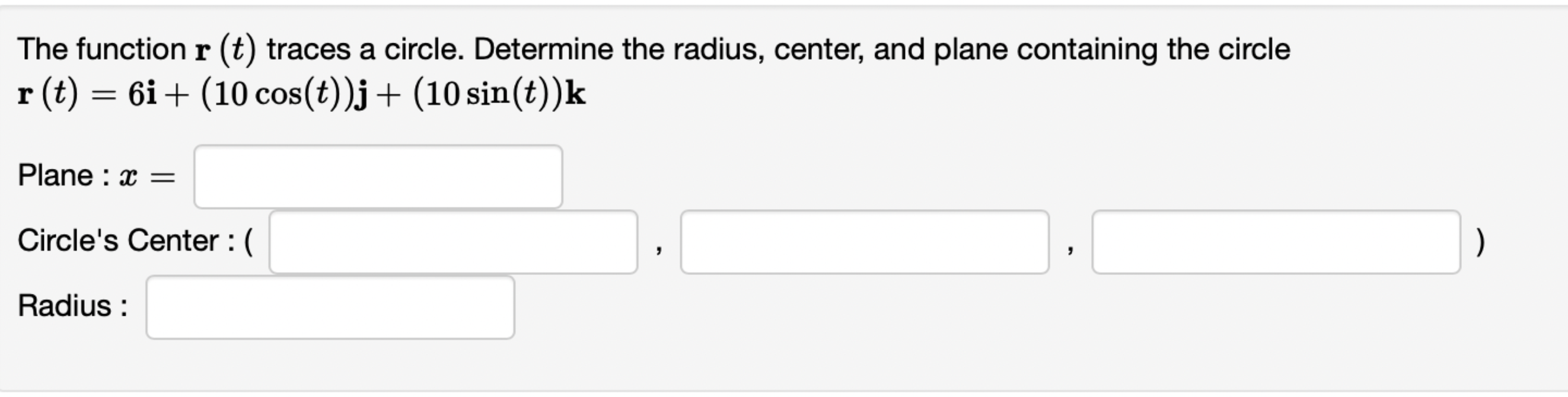 Solved The function r(t) traces a circle. Determine the | Chegg.com