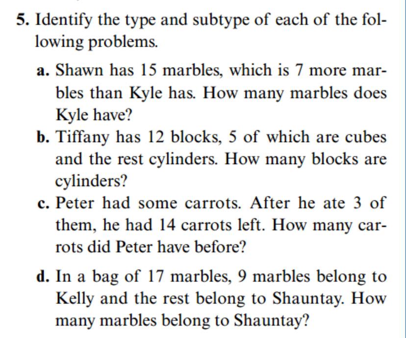 Solved 5. Identify the type and subtype of each of the fol- | Chegg.com