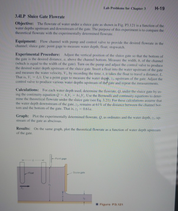 Solved Lab Problems for Chapter 3 H-19 3.4LP Sluice Gate | Chegg.com