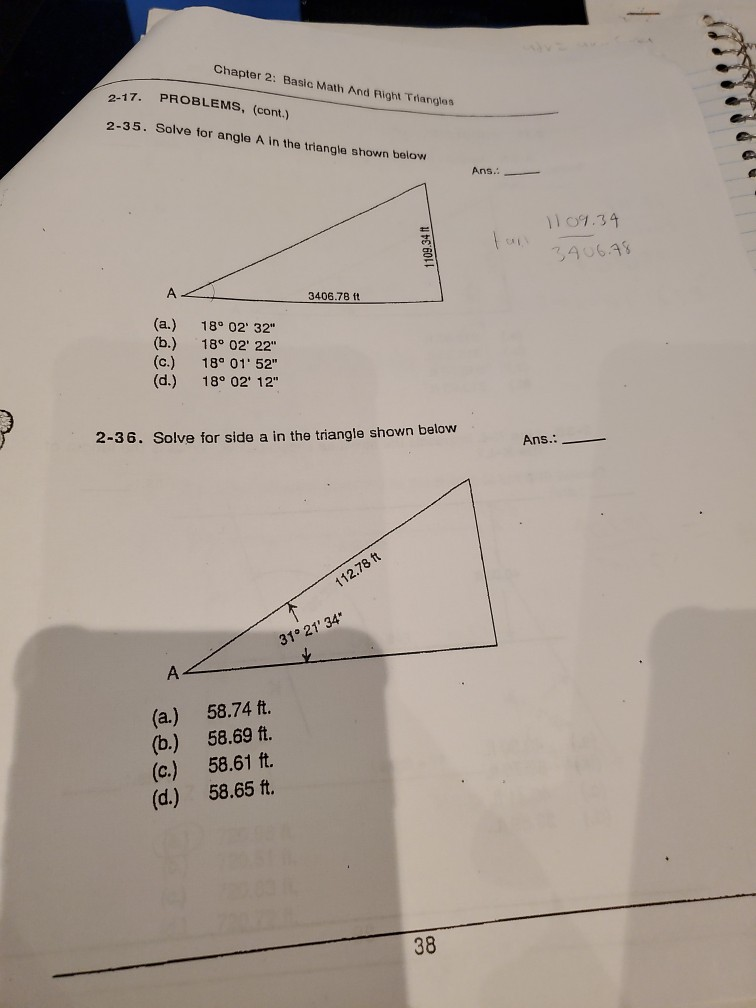 Solved Chapter 2: Basic Math And Right Triangles 2-17. | Chegg.com