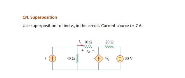 Solved Q4. Superposition Use superposition to find v0 in the | Chegg.com