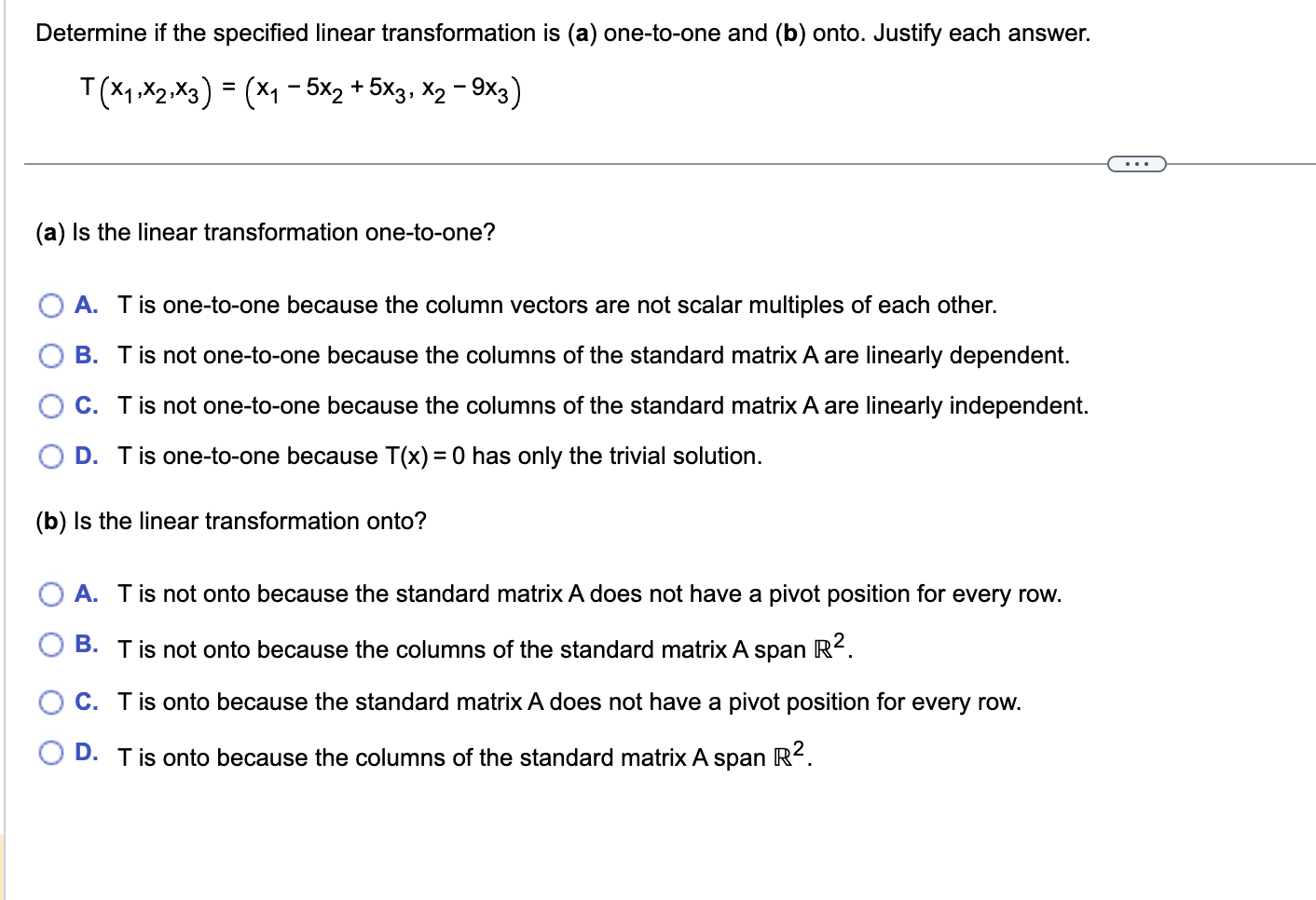 Solved Determine if the specified linear transformation is | Chegg.com