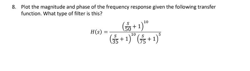 Solved 8. Plot the magnitude and phase of the frequency | Chegg.com