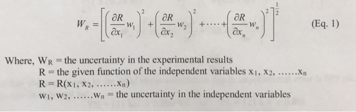 Solved What is the equation to determine the uncertainty for | Chegg.com