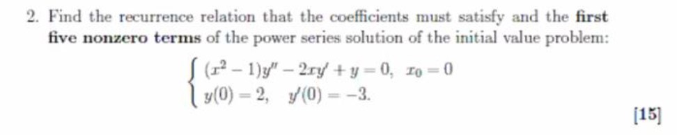 Solved Find The Recurrence Relation That The Coefficients