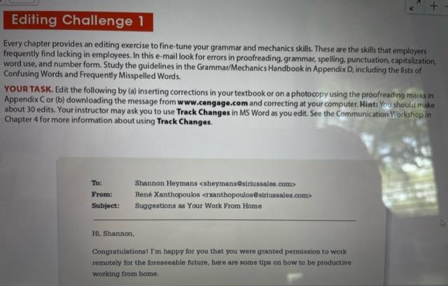 Solved Every chapter provides an editing exercise to | Chegg.com