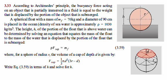 Solved 3.33 According to Archimedes' principle, the buoyancy | Chegg.com