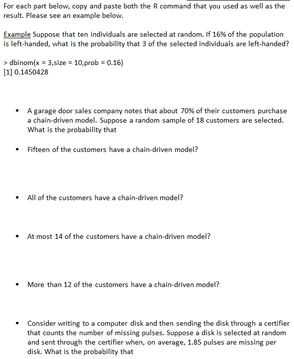 Solved For each part below, copy and paste both the R | Chegg.com