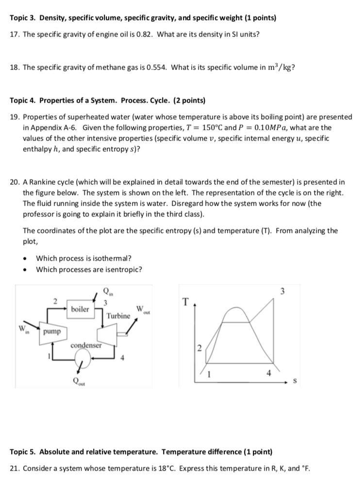 Solved Topic 3. Density, specific volume, specific gravity, | Chegg.com