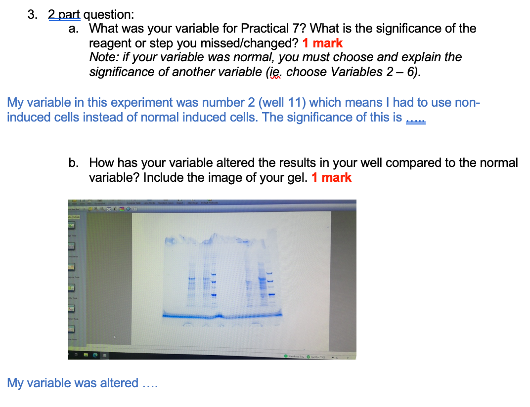 Solved 3. 2 part question: a. What was your variable for | Chegg.com