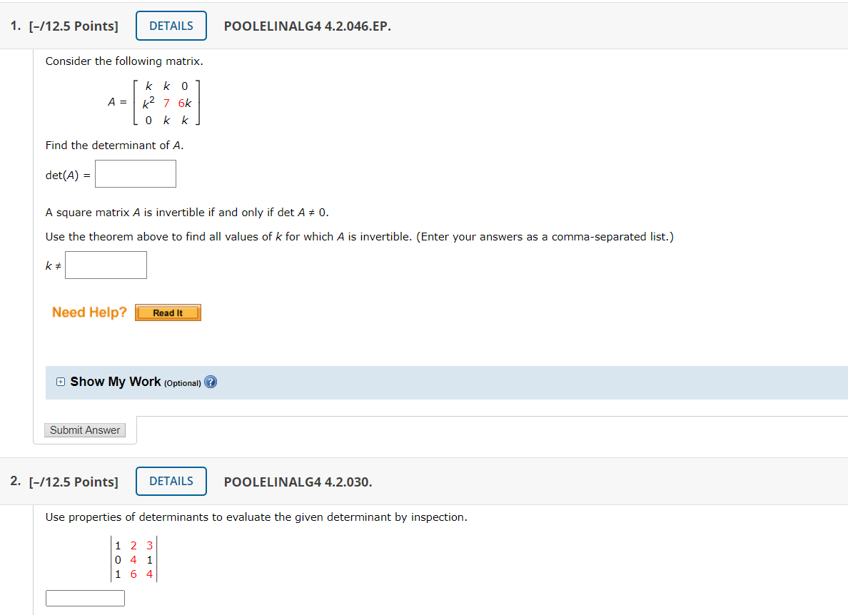 Solved 1. [-/12.5 Points] DETAILS POOLELINALG4 4.2.046.EP. | Chegg.com