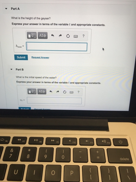 Solved Part A What is the height of the geyser? | Chegg.com