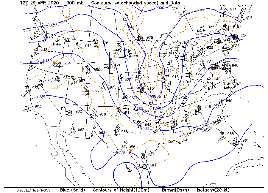 Solved 1)According to this map of 300 mb data with | Chegg.com