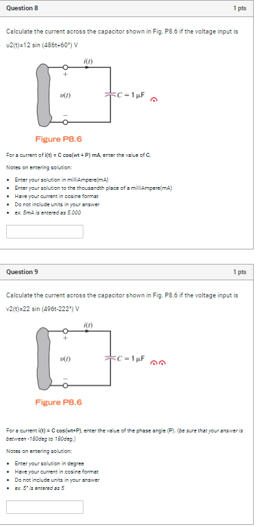 Solved Question 8 1 pts Calculate the current across the | Chegg.com