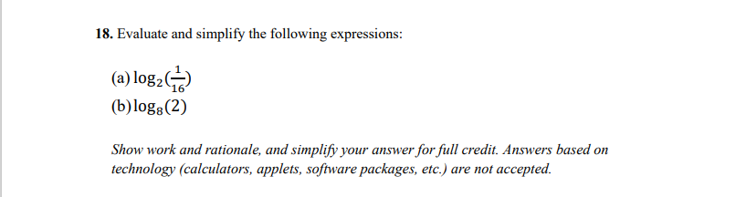 Solved 18. Evaluate and simplify the following expressions: | Chegg.com