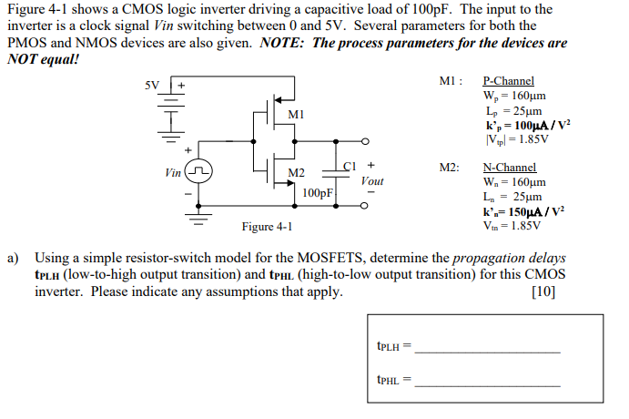 Figure 4-1 shows a CMOS logic inverter driving a | Chegg.com