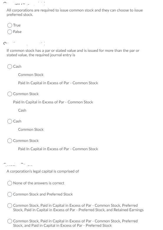 Solved All corporations are required to issue common stock | Chegg.com