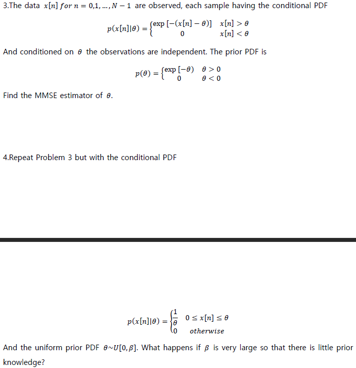 Solved 3.The data x[n] for n=0,1,…,N−1 are observed, each | Chegg.com