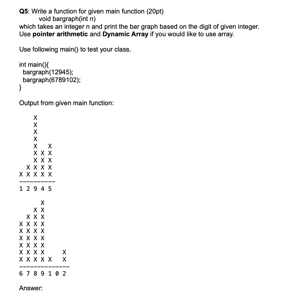 Solved Q5 Write A Function For Given Main Function 20pt
