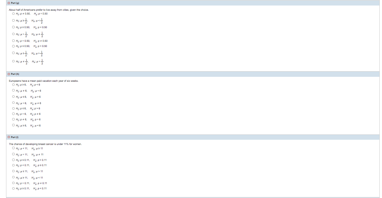 Solved Some of the statements below refer to the null | Chegg.com