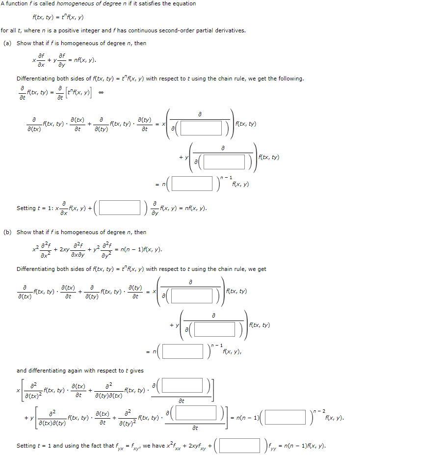 Solved f(tx,ty)=tnf(x,y) for all t, where n is a positive | Chegg.com